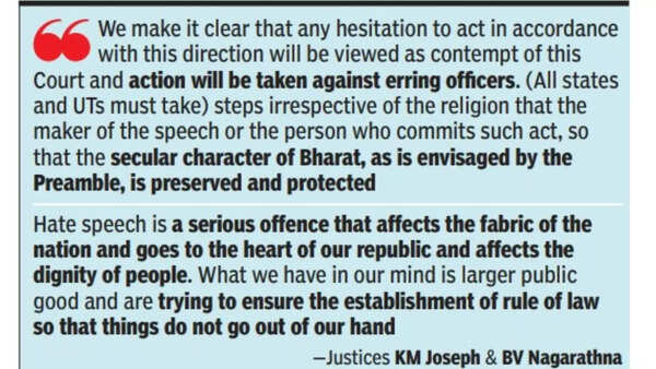 Act swiftly against hate speech or face contempt, Supreme Court tells ...