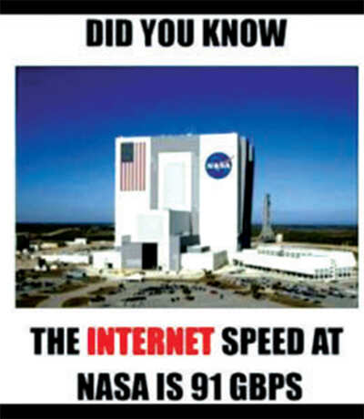 NASA: Fake News Buster: Internet speed at NASA is 91 GBPS