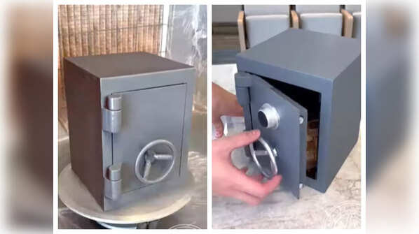 This chef made a functional safe with chocolate and caramel gold bricks