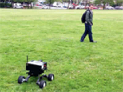 Moving cameras talk to each other; identify, track people