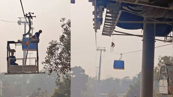 See pics of India's first public transport ropeway in Varanasi nearing ...