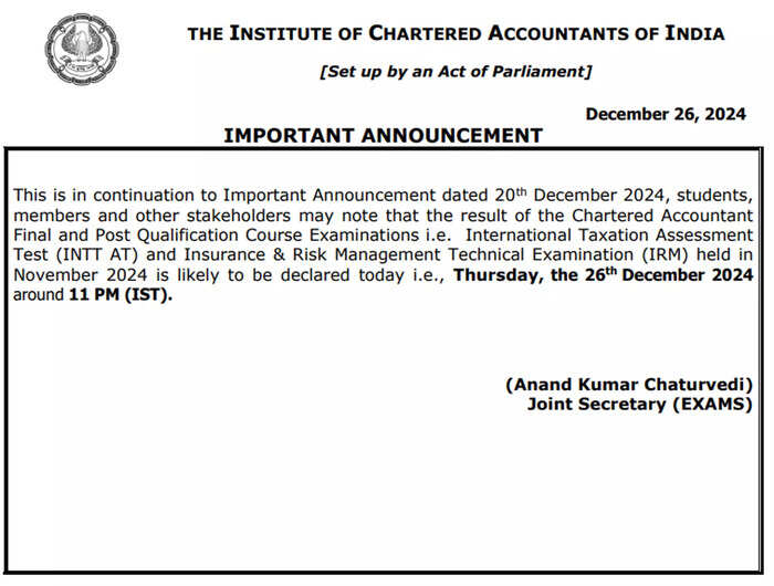 ICAI CA Final Result 2024 Live Updates: CA November final results today ...
