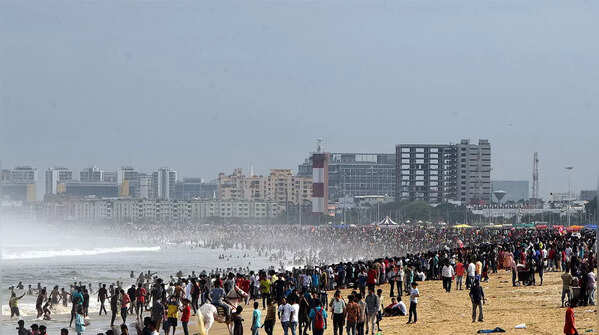 Photos: A sea of people converges at Marina beach in Chennai