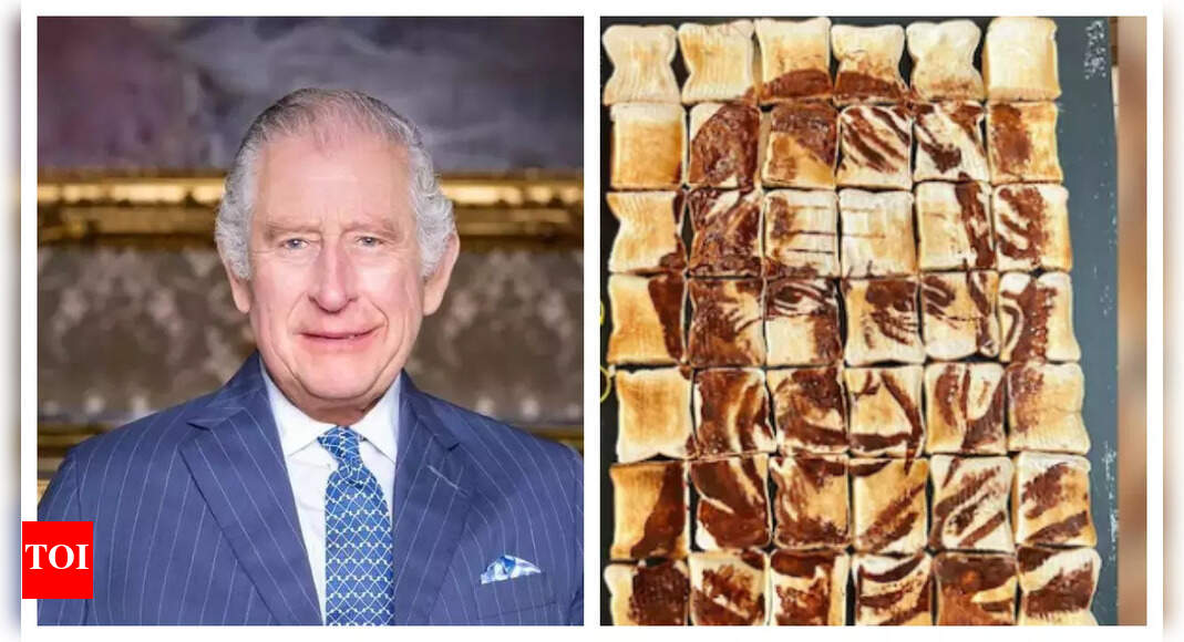 Artist creates a portrait of King Charles III with toasts and spreads ...