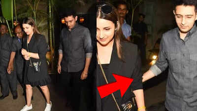 Parineeti Chopra and Raghav Chadha flaunt their engagement rings as they step out for a dinner ...