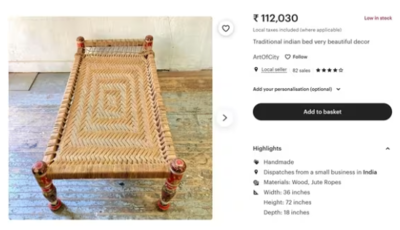 US company sells Indian Charpai for over Rs. 1 lakh - Times of India