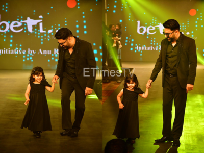 Kapil Sharma walks the ramp with daughter Anayra while she waves ...