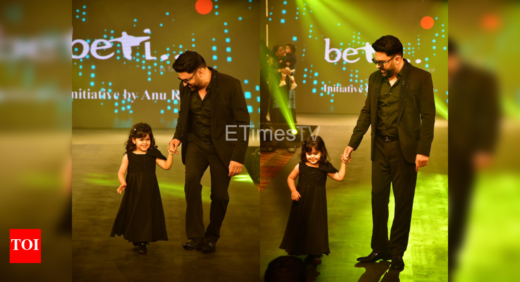 Kapil Sharma walks the ramp with daughter Anayra while she waves ...