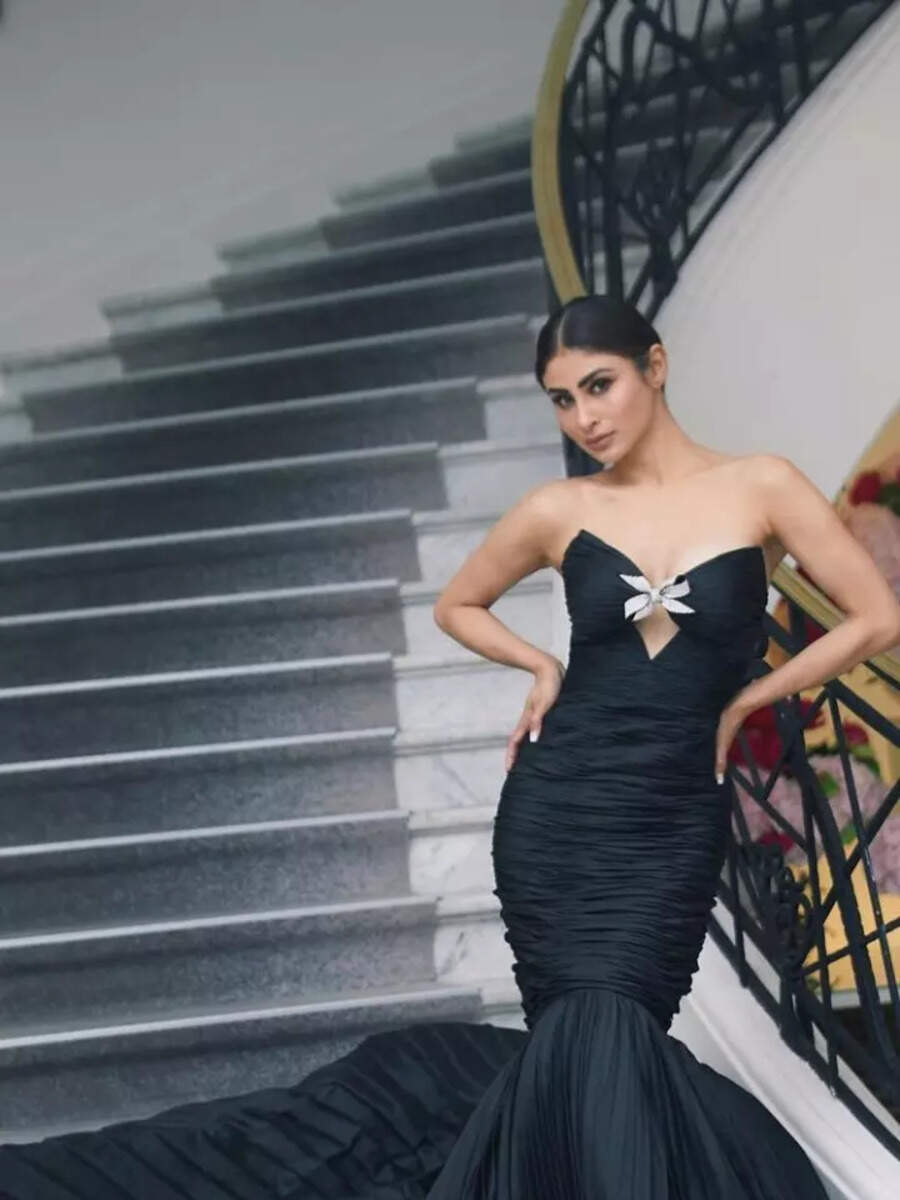 Mouni Roy oozes old Hollywood charm in classic black gown at Cannes ...