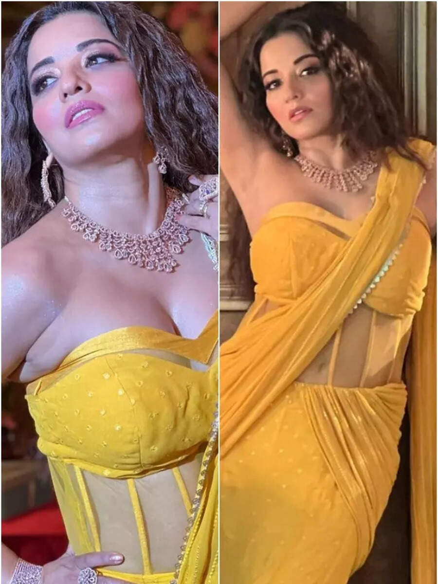 Monalisa's jaw-dropping pics in yellow saree | Times of India