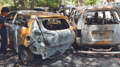 Tata Safari: 3 Cars Go Up In Flames As Short Circuit Sparks Fire In ...
