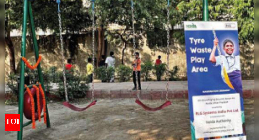 Scrap to swings: City's first tyre park comes up in Sec 44 | Noida News ...