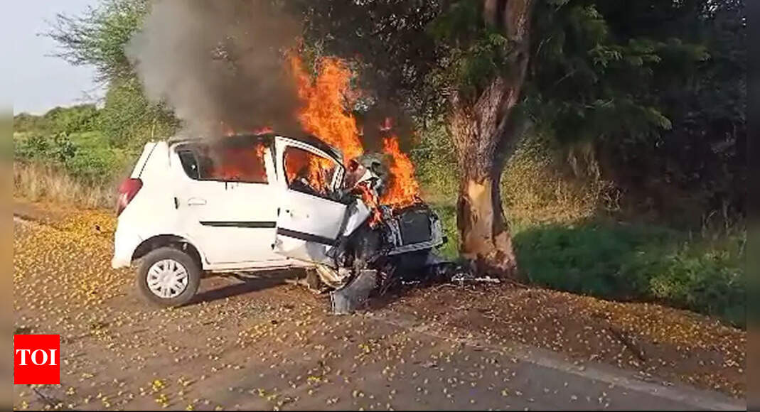 4 of family killed as car catches fire after hitting tree in Madhya ...