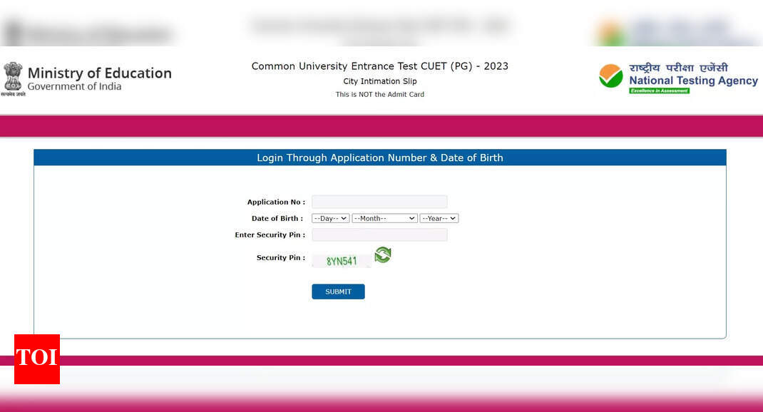 CUET PG 2023 exam city slip released on cuet.nta.nic.in, download link ...