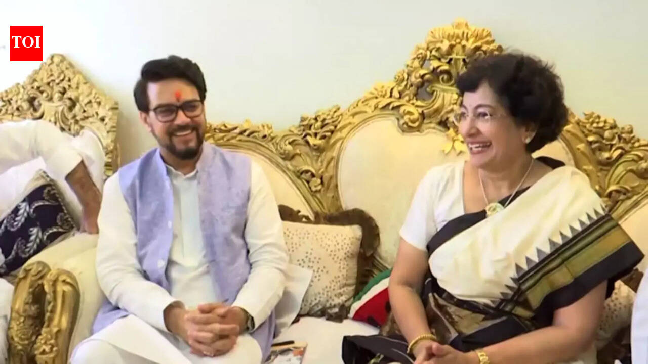 Anurag Thakur meets ace classical singer Padmaja Phenany Joglekar in Mumbai