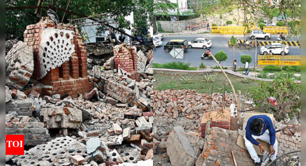 Authorities rush to repair arched wall on Minto Road | Delhi News ...