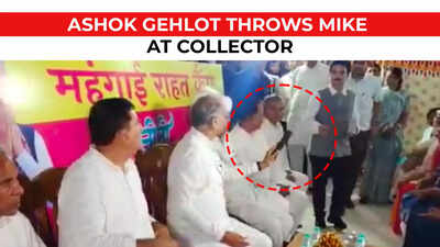 Rajasthan CM Ashok Gehlot throws mike at Barmer district collector after it malfunctions during ...