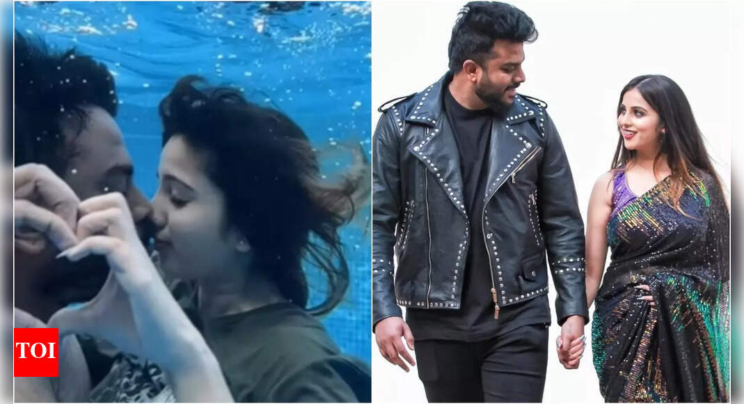 Celebrity couple Chandan Shetty and Niveditha Gowda steal a kiss ...
