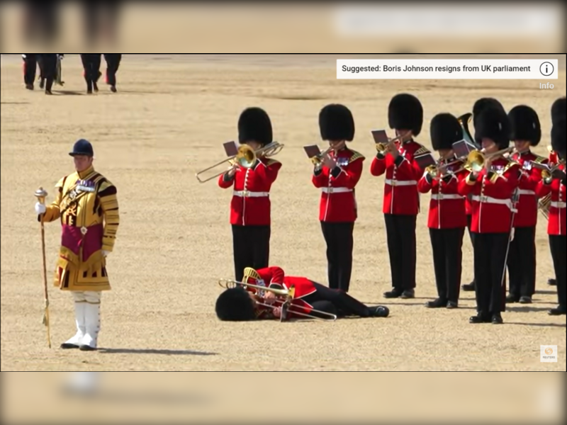 British Royal Guards collapse in a heat wave during military parade ...