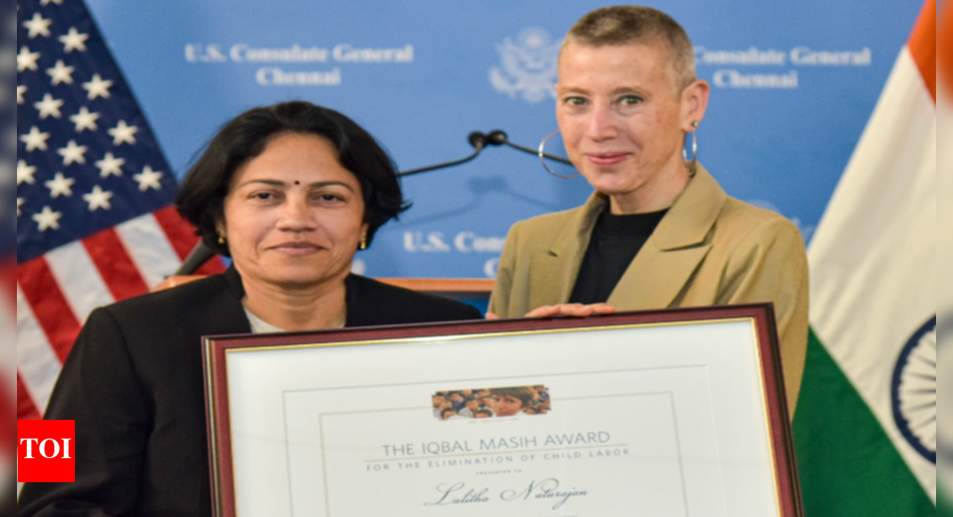 Lalitha Natarajan gets US govt’s Iqbal Masih Award | Chennai News ...