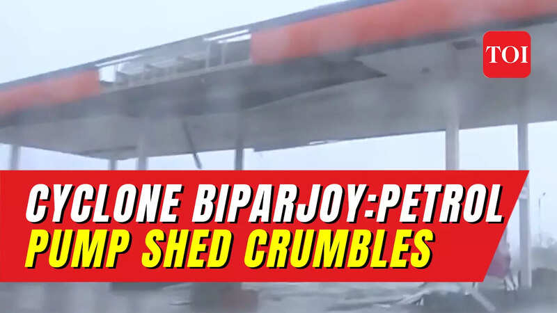 Jakhau Port: Cyclone Biparjoy causes petrol pump shed to crumble during ...