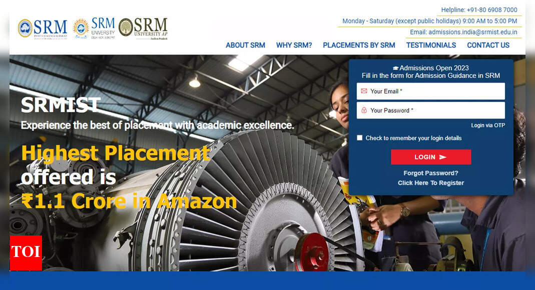 SRMJEEE Phase 2 Rank Card 2023 released, check your score here - Times ...