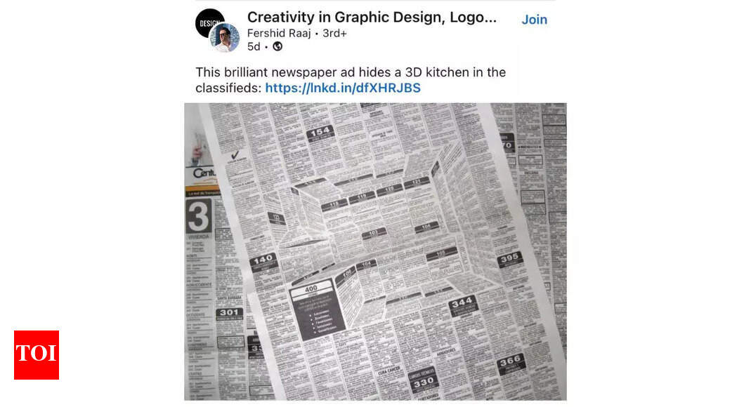 Viral optical illusion: This genius newspaper ad hides a 3D kitchen in ...