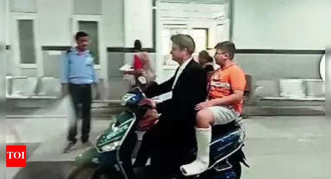 Sans Wheelchair For Injured Son, Lawyer Takes Scooter To 3rd Floor Of Kota Hosp | Jaipur News ...