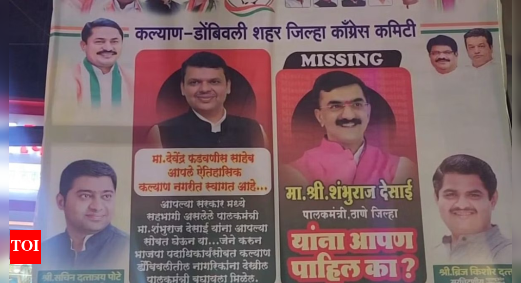 Congress leaders mock Thane guardian minister with 'missing' banner ahead of Devendra Fadnavis’s ...
