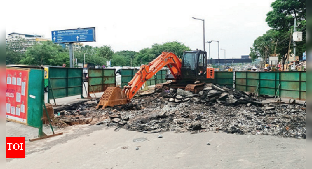 After long delay, work resumes on additional ramp at Hebbal flyover in ...