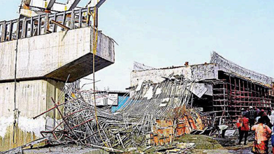 9 workers injured as portion of flyover collapses in Hyderabad ...