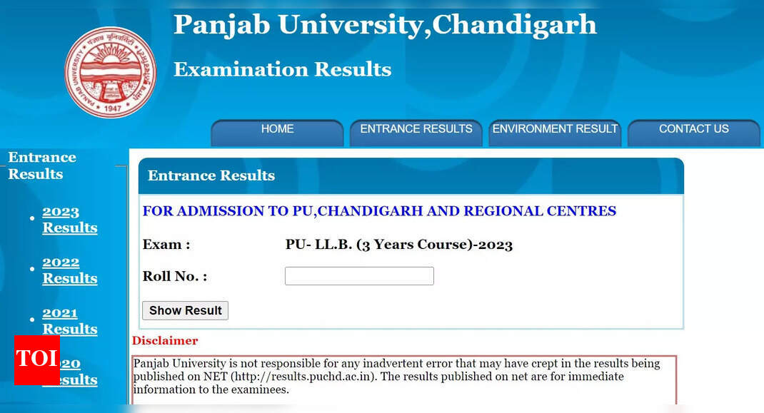 PU LLB Result 2023 declared on puchd.ac.in, direct link here - Times of ...