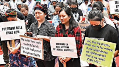 Hundreds protest for restoration of peace in Manipur | Delhi News ...