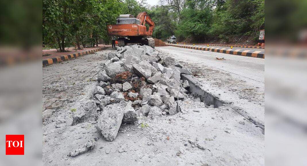 For laying pipeline, NMC digging part of cement road laid by MahaMetro ...