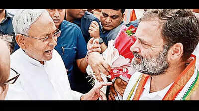 Bjp: Clip shows Bihar CM Nitish Kumar, Rahul Gandhi talking Bihar berths, BJP takes dig | Patna ...