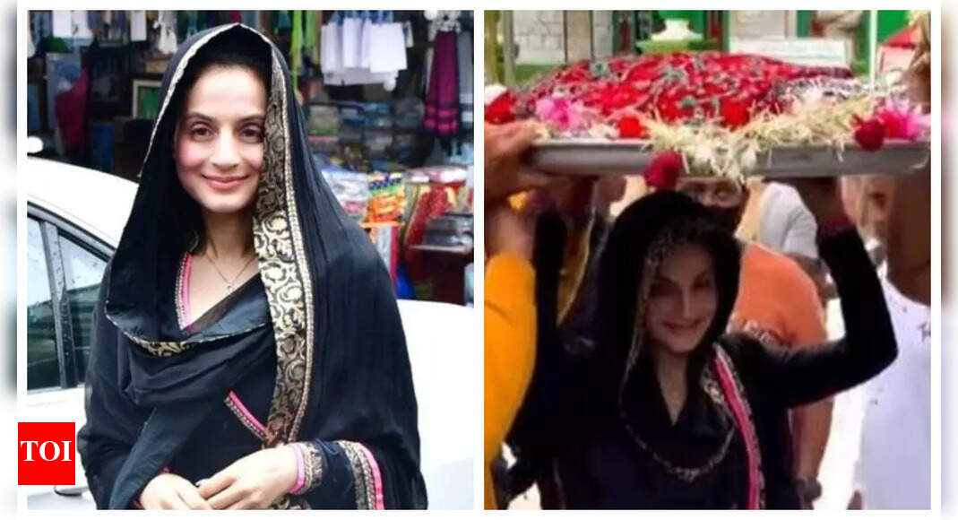 Ahead of the release of 'Gadar 2', Ameesha Patel visits Mahim Dargah to ...
