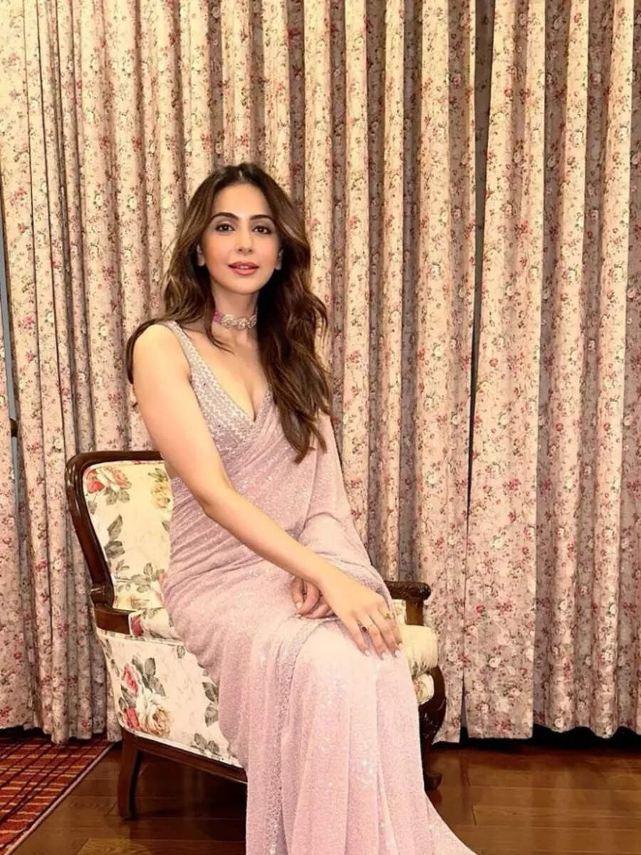 Rakul Preet Singh is a shimmer dream in blush pink saree | TOIPhotogallery