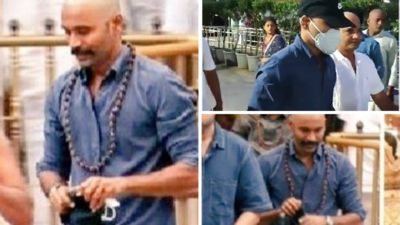 In pictures: Dhanush and his sons Yatra and Linga visited Tirupati ...
