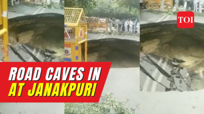 Massive road cave-in leads to traffic jams, political jabs in Janakpuri ...