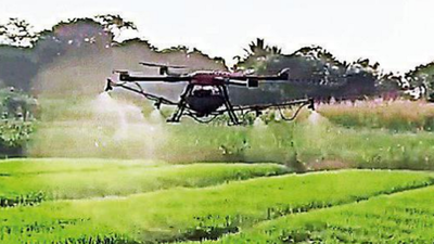 T flies 1st in India with 90% agri drone SOPs | Hyderabad News - The ...