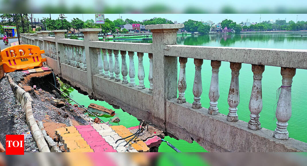 Renovated For ₹18cr, Budha Talab ‘smart Road’ Caves In | Raipur News ...