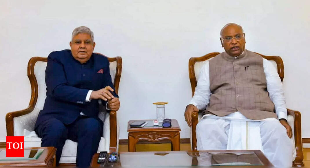 Kharge: Mallikarjun Kharge alleges his mic switched off, VP Jagdeep ... Kharge: Mallikarjun Kharge alleges his mic switched off, VP Jagdeep ...
