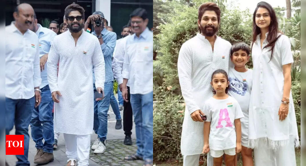 Pics: Allu Arjun and family illuminate Independence Day in white ...