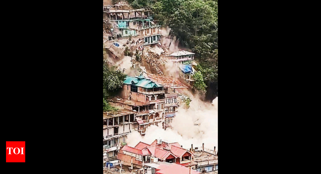 Kullu: Buildings fall like dominoes in Himachal Pradesh’s Kullu | Shimla News - Times of India