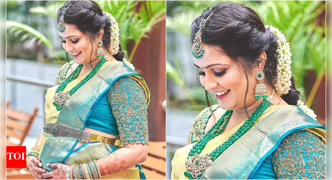Ashitha Chandrappa radiates pregnancy glow in her traditional baby ...