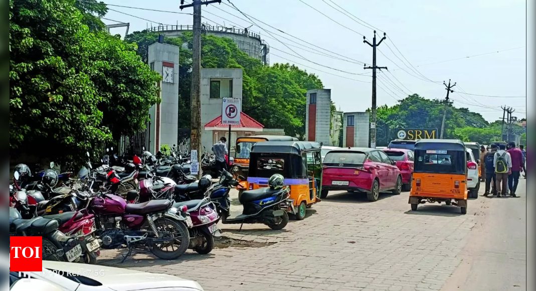 Vehicles: Bikes Parked By Students Clog Bharathi Salai | Chennai News - Times of India