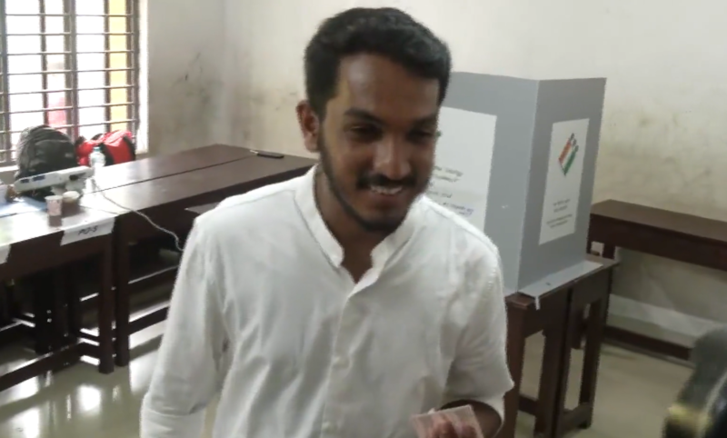 Kerala: LDF Candidate Jaick C Thomas casts vote for Puthuppally ...