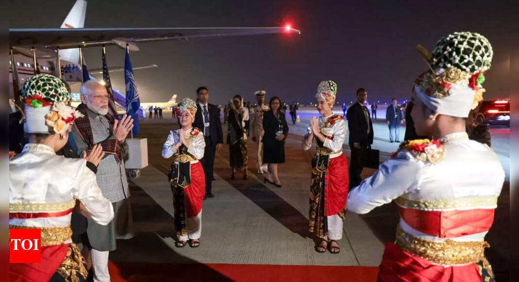PM Modi gets rousing welcome from Indian diaspora in Indonesia | India News - Times of India