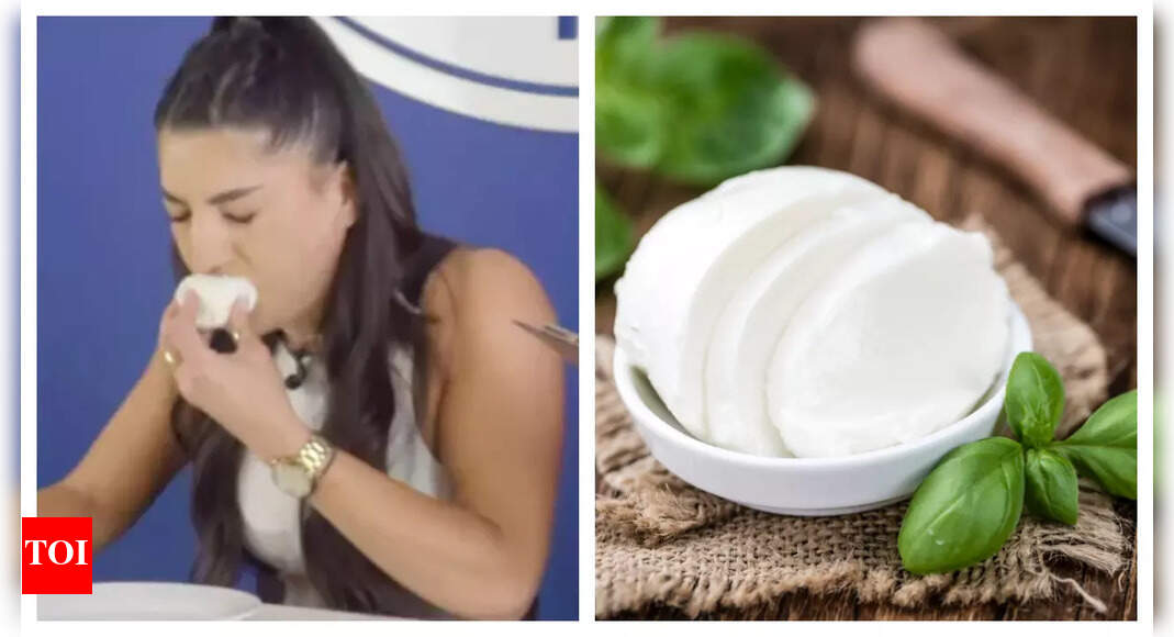 A European woman sets a world record by eating 500 grams of cheese in ...