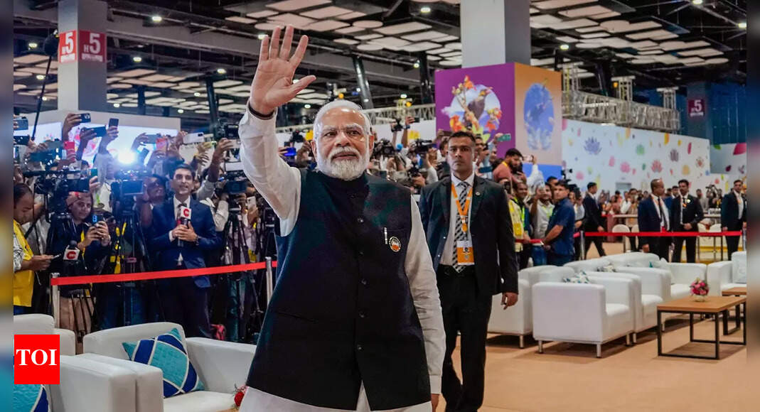 PM Modi visits media centre at Bharat Mandapam | India News - Times of ...